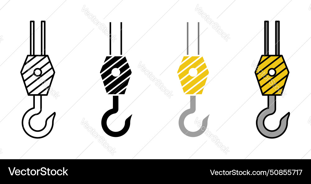 Winch hook icon set crane construction lift Vector Image