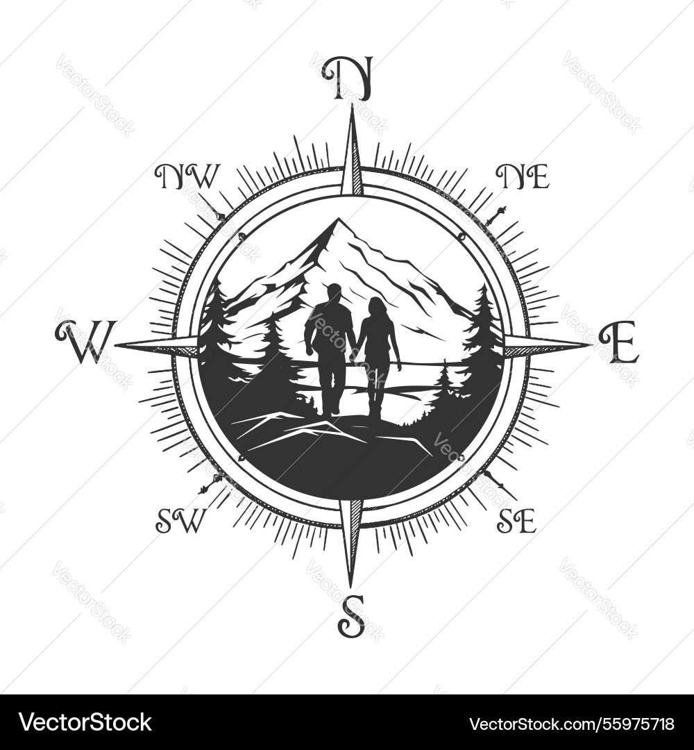 Compass couple clip art Royalty Free Vector Image