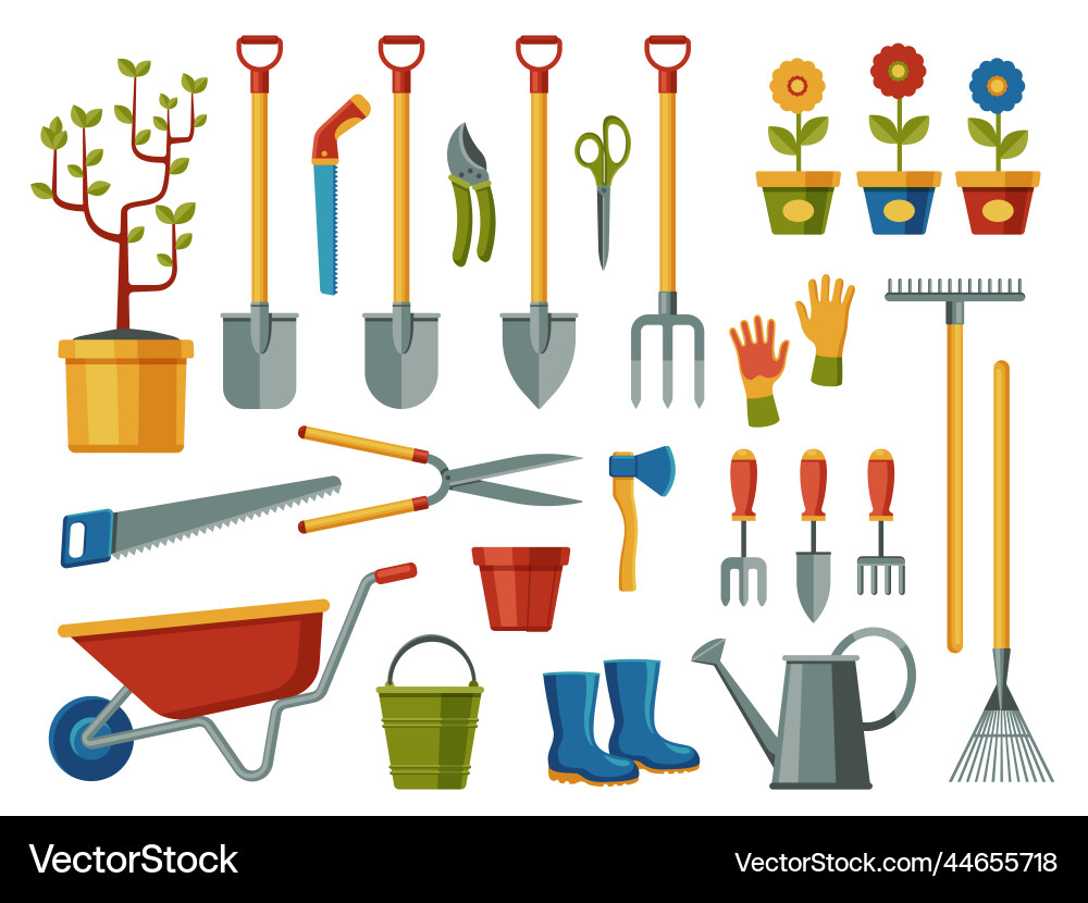 Garden Tools & Farm Equipment Royalty Free Vector Image