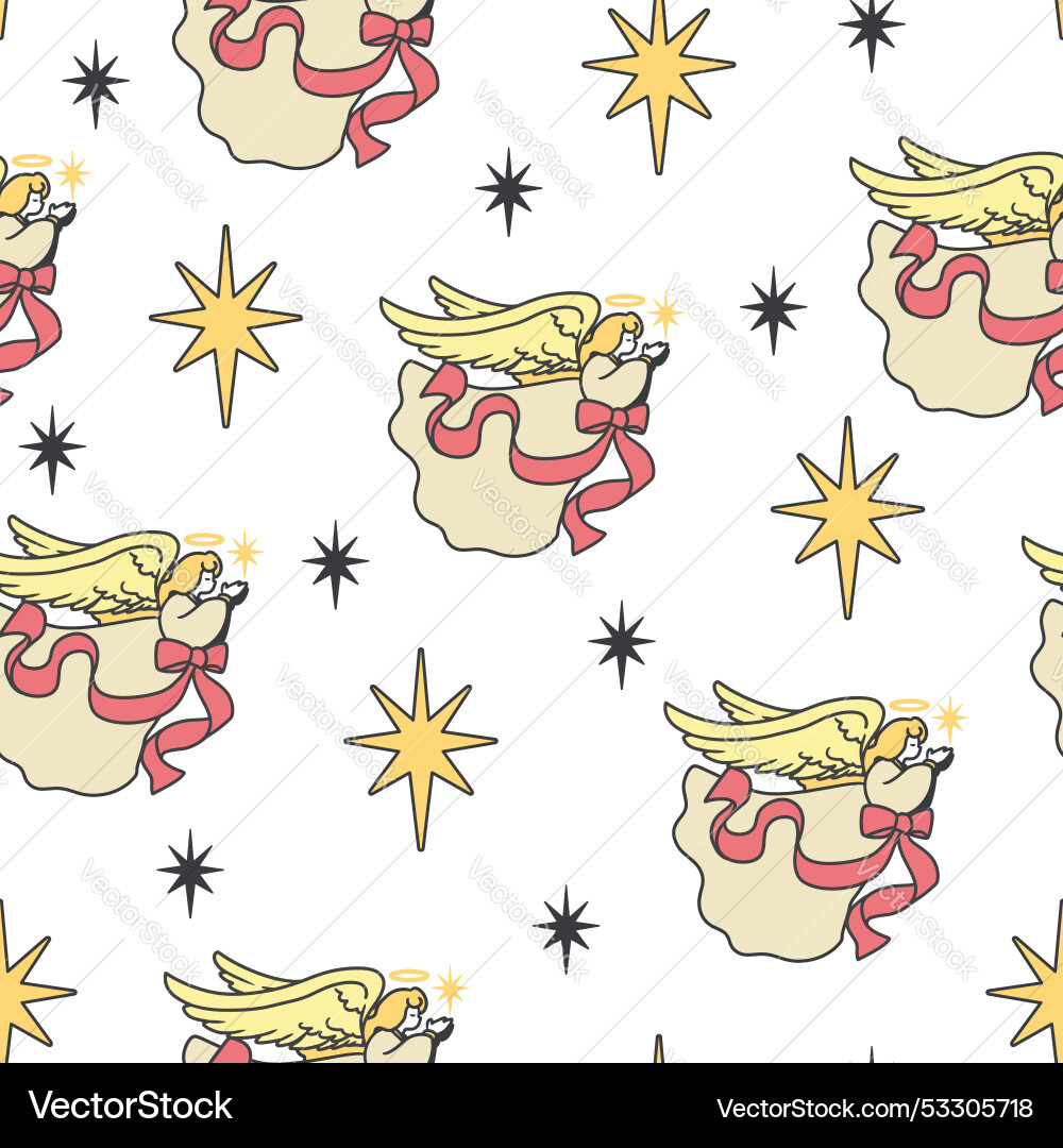 Heaven messengers angels figures grace pattern Vector Image