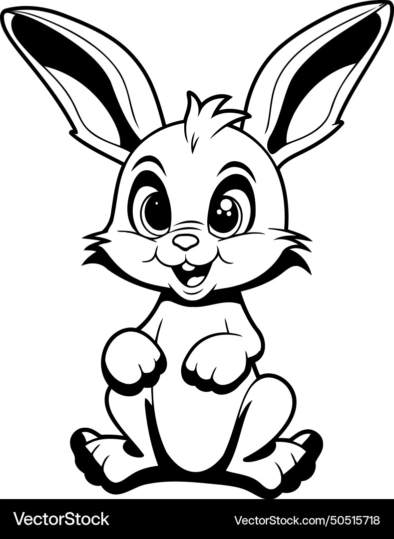 Rabbit - black and white cartoon isolated Vector Image