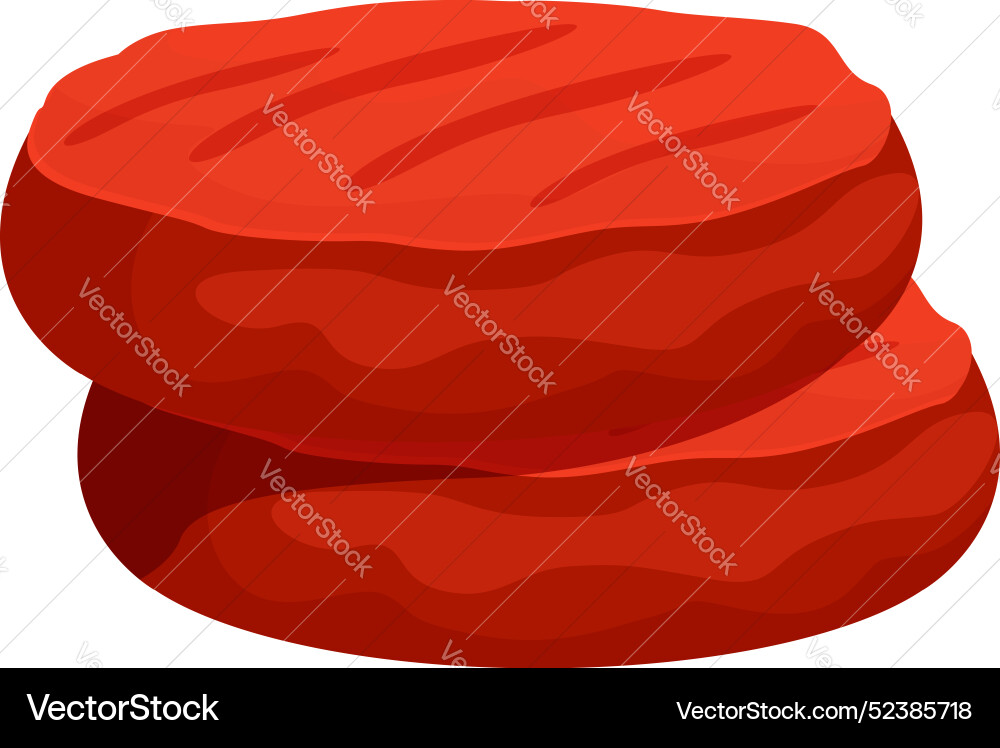 Two grilled burger patties stacked together Vector Image