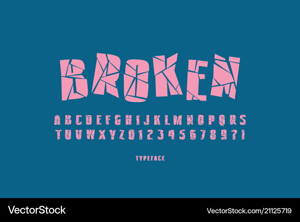 Fragmented Pink Sans Serif Font Royalty Free Vector Image