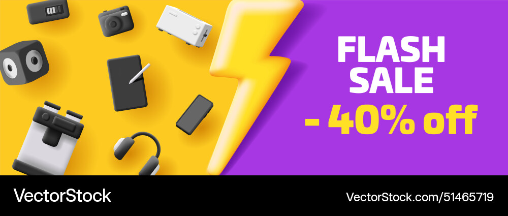Gadget and kitchenware sale banner with 3d Vector Image
