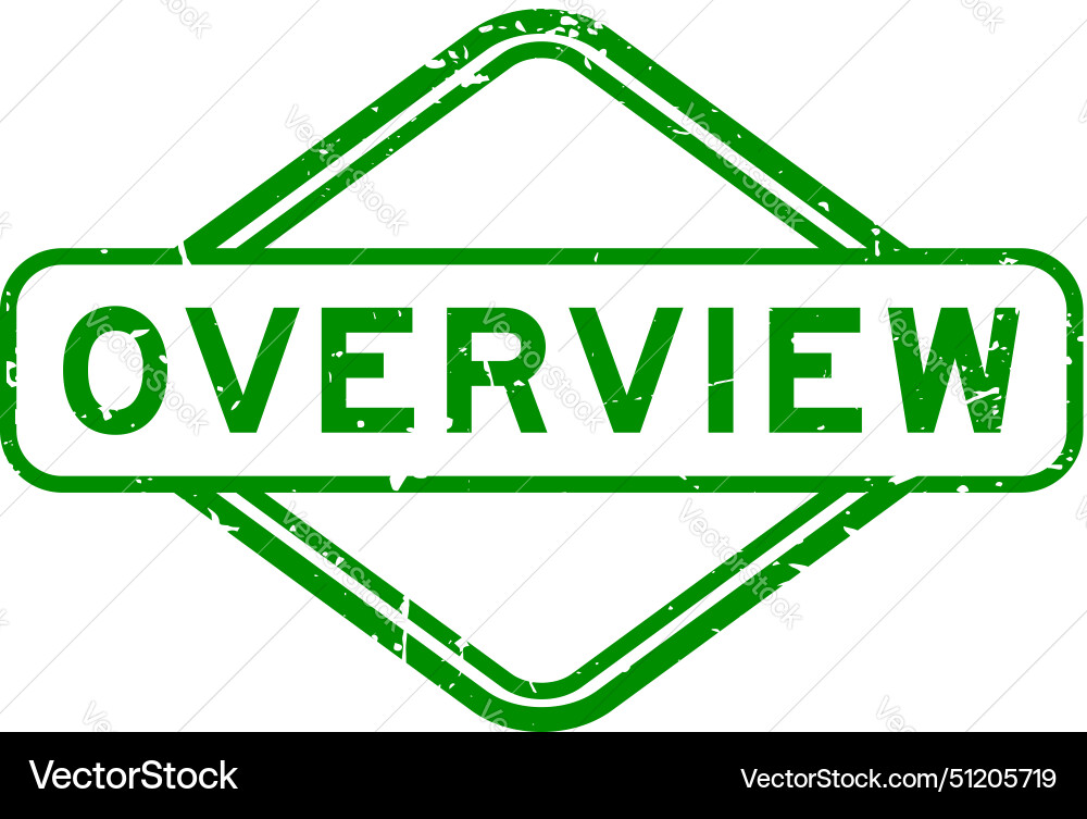 Grunge green overview word rubber seal stamp Vector Image