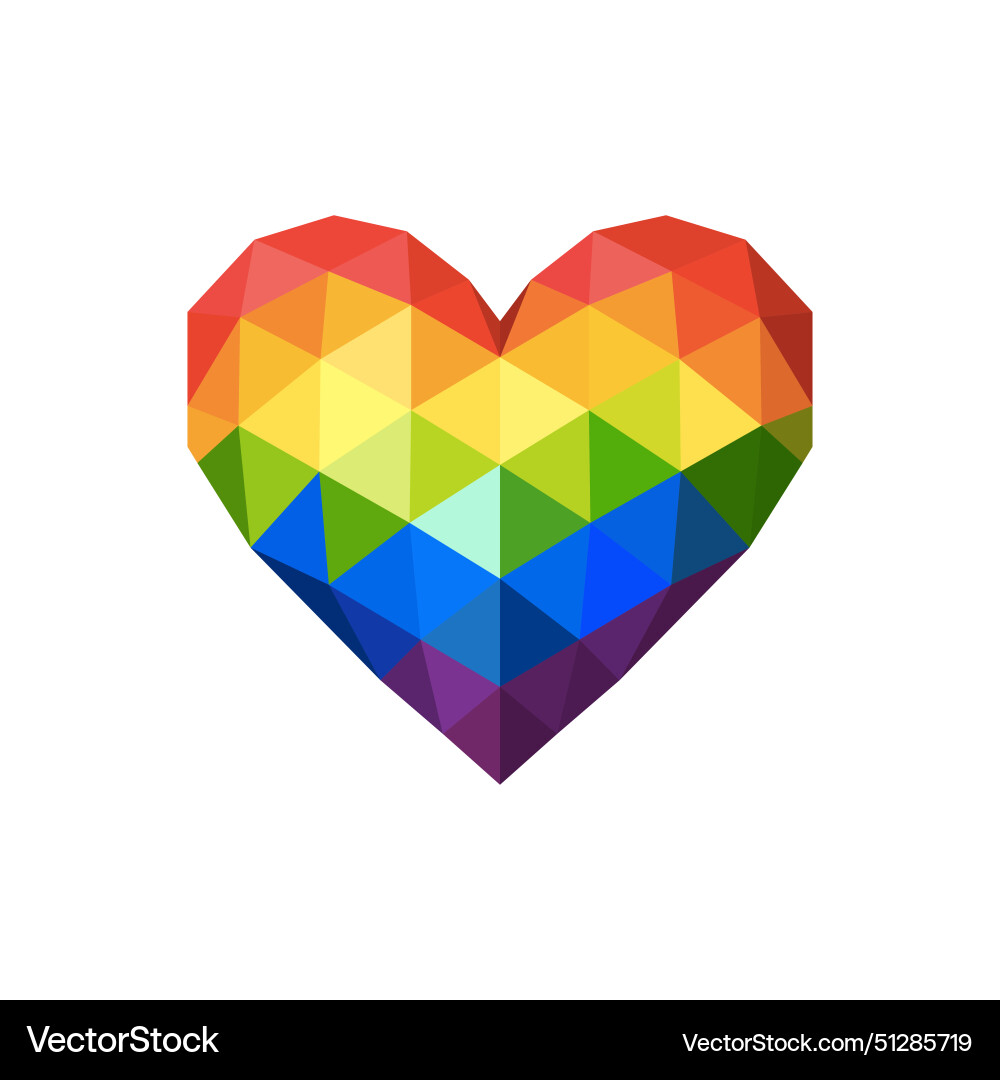 Heart rainbow polygon Royalty Free Vector Image