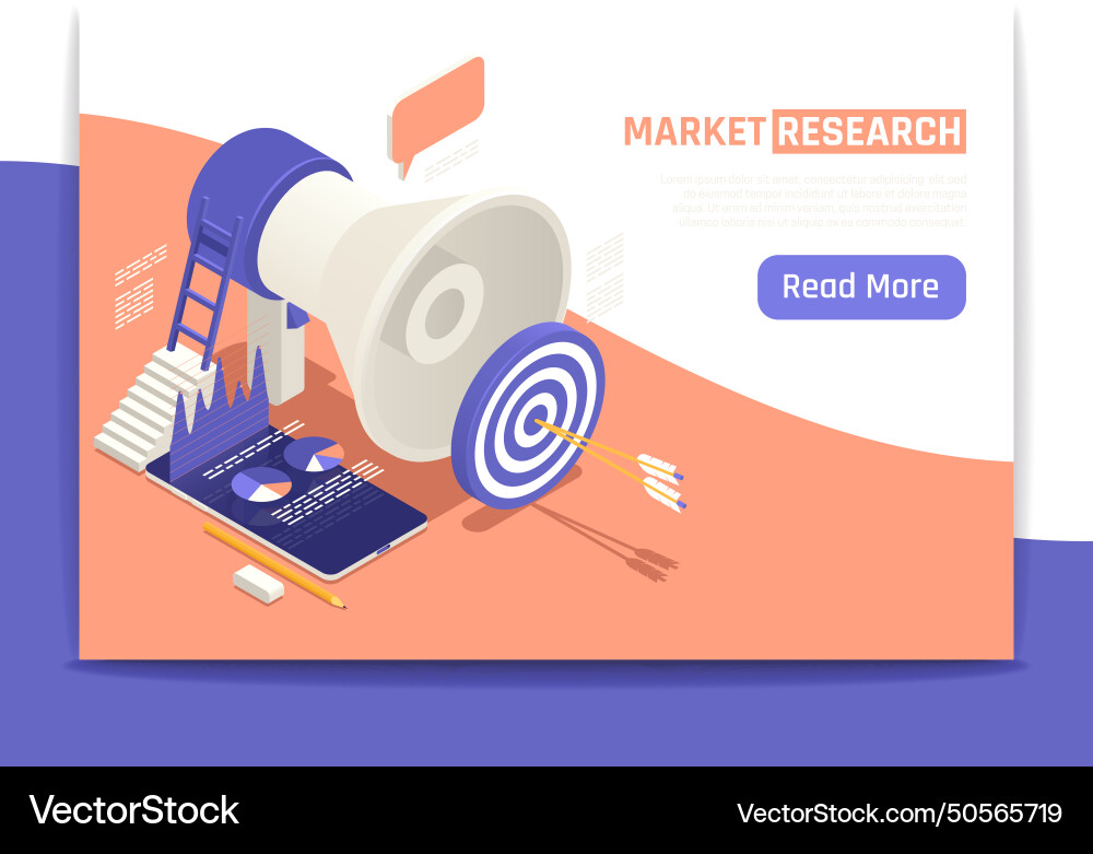 Market research isometric banner Royalty Free Vector Image