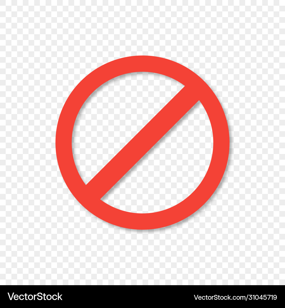 Rotes Verbot-Symbol auf transparentem Hintergrund mit Schatten