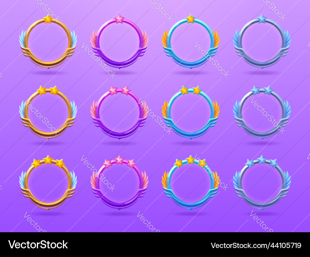 Round ui game avatar frames fantasy borders set Vector Image