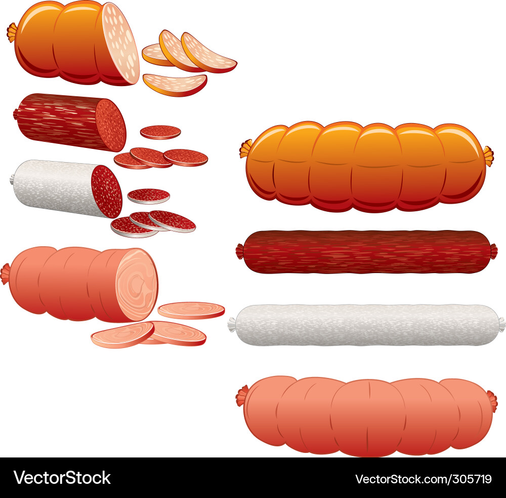 Sausage collection Royalty Free Vector Image - VectorStock