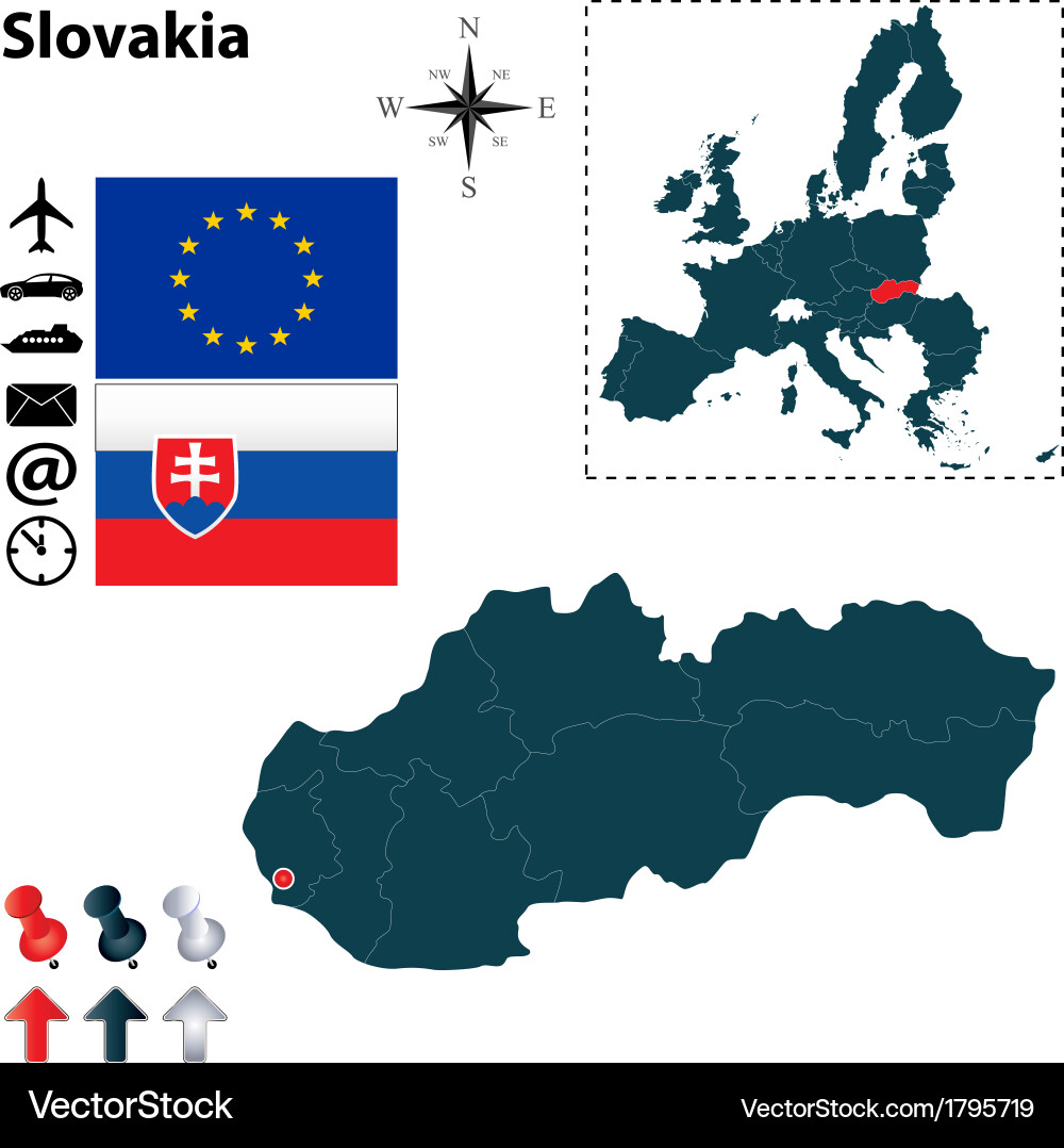 Slovakia and european union map Royalty Free Vector Image