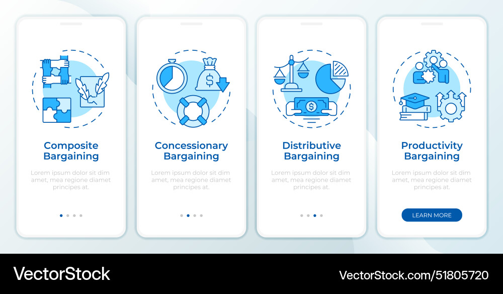Bargaining tactics examples blue onboarding Vector Image