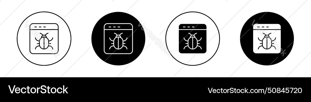 Bug Icon Set Malware Computer Virus Symbol In A Vector Image