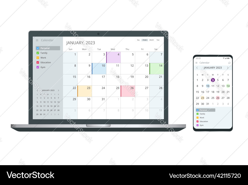 Calendar planner organization management digital Vector Image