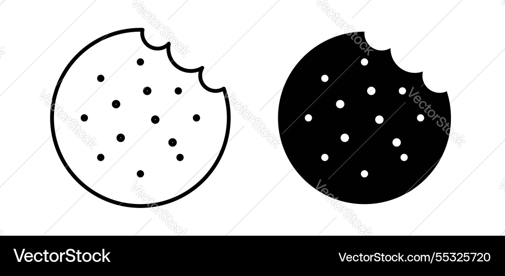 Cookie icons pack in black flat and strokes Vector Image