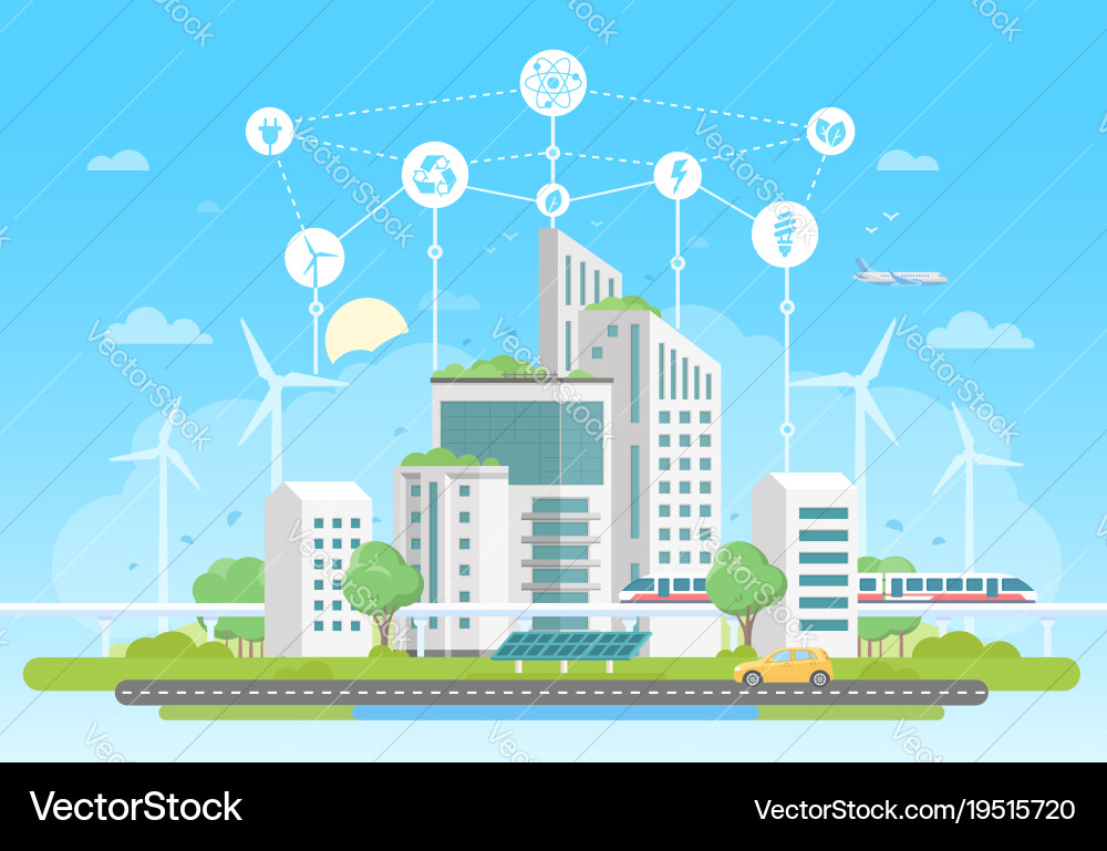 Eco-friendly housing complex - modern flat design Vector Image