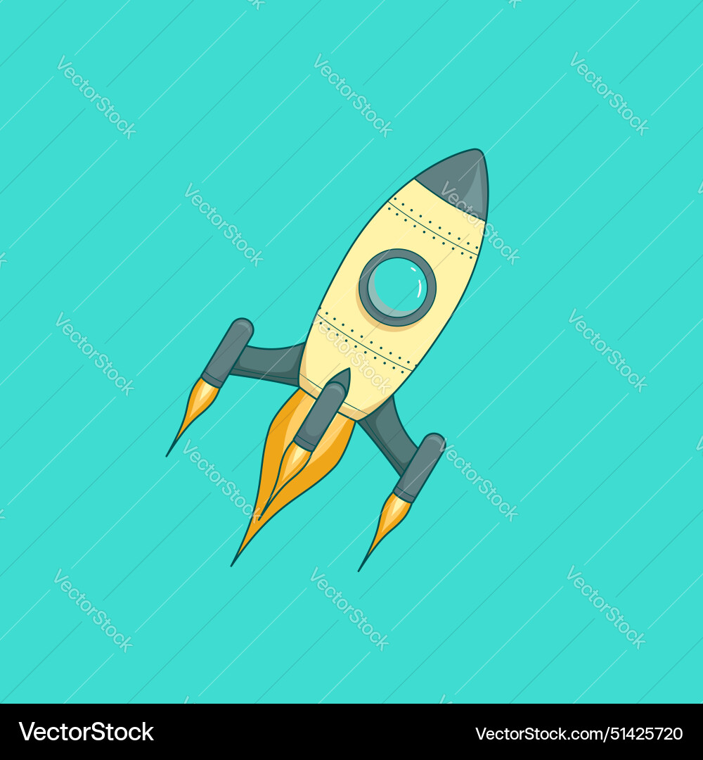 Flying retro astronaut rocket spaceship Royalty Free Vector