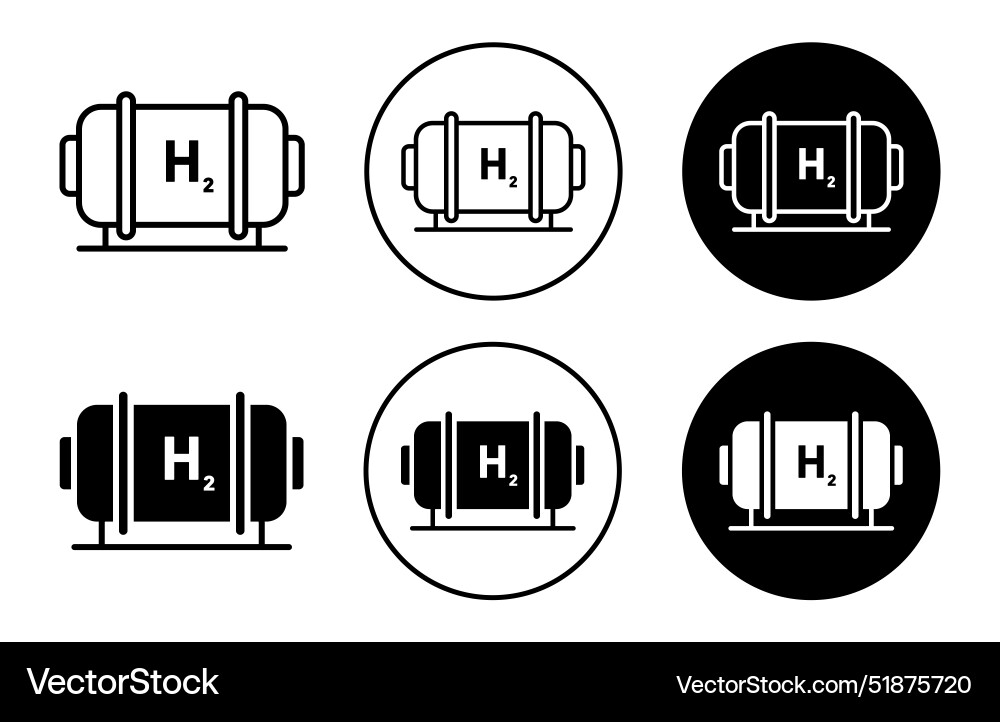 Hydrogen gas icon outline flat icon Royalty Free Vector