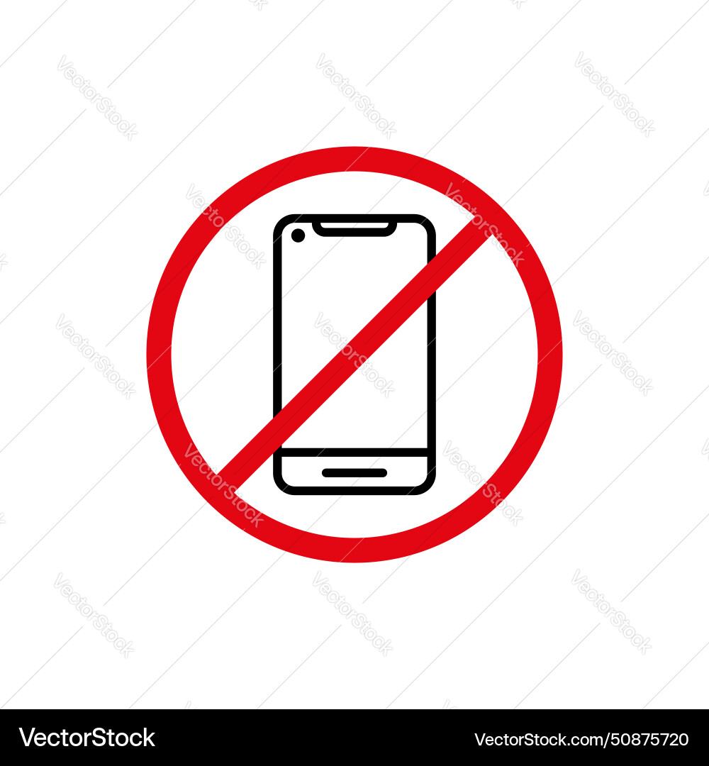 No cell phone sign icon set mobile use ban symbol Vector Image