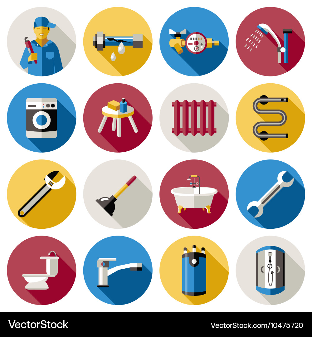 Plumbing icon set Royalty Free Vector Image - VectorStock
