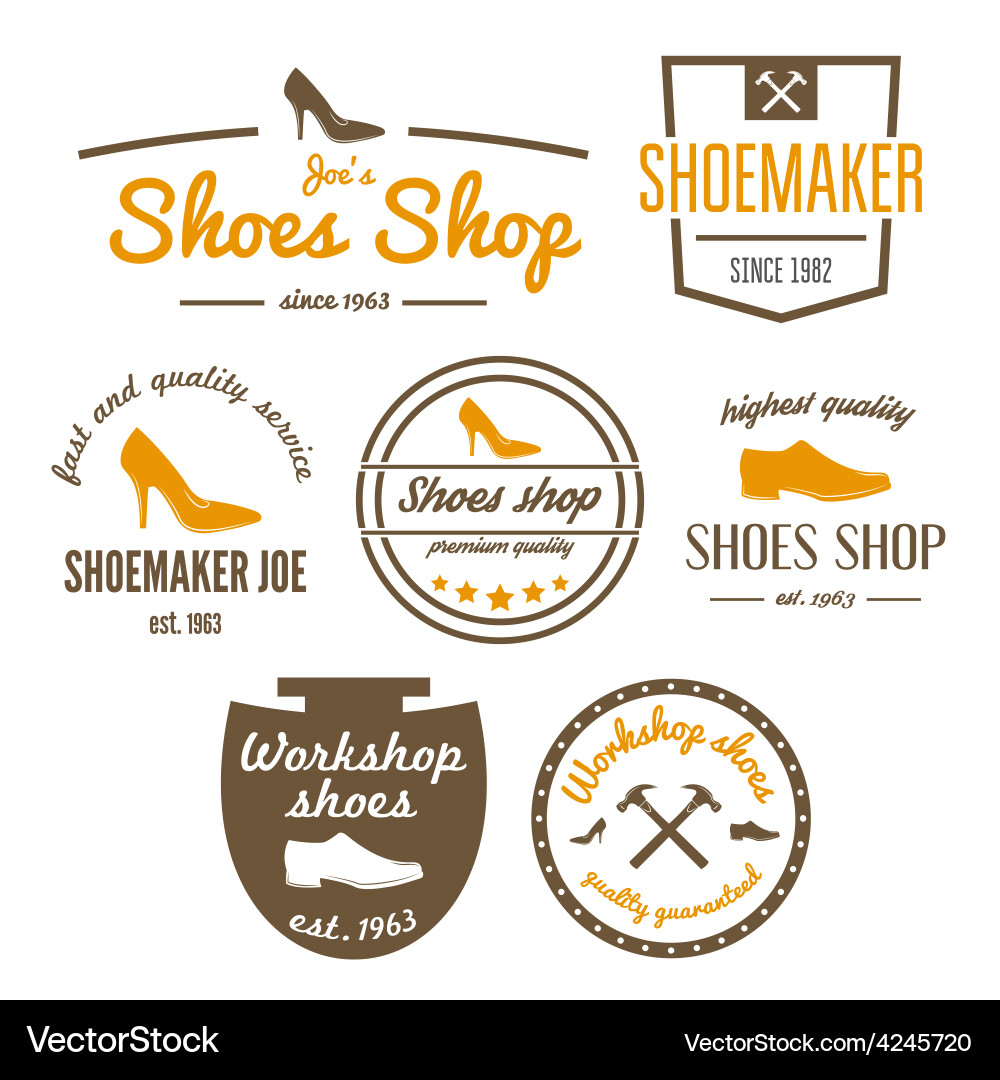 Vintage Shoe Shop Badge Set Royalty Free Vector Image