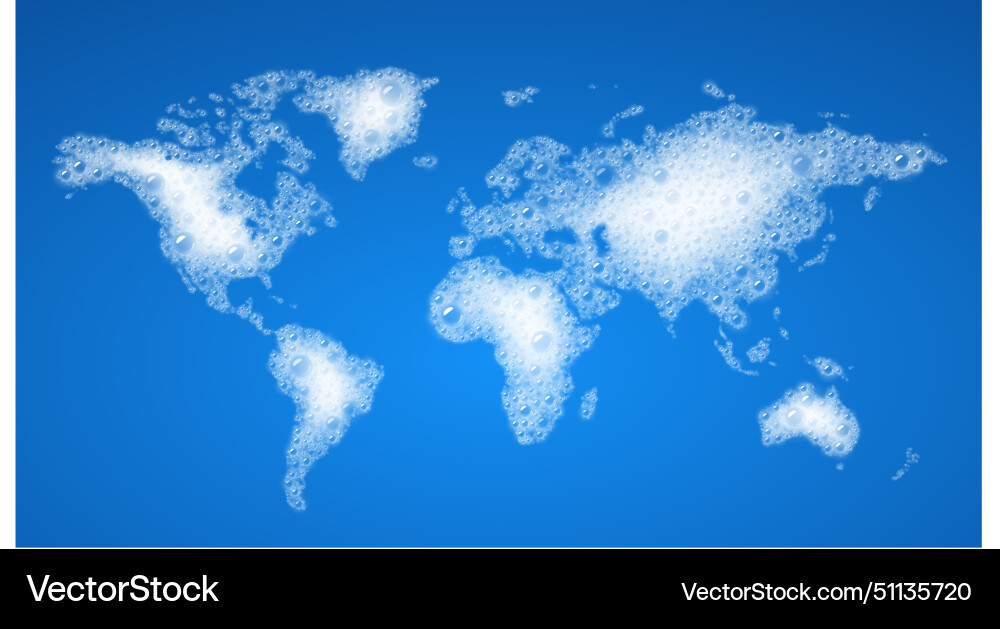 World map of soap foam Royalty Free Vector Image