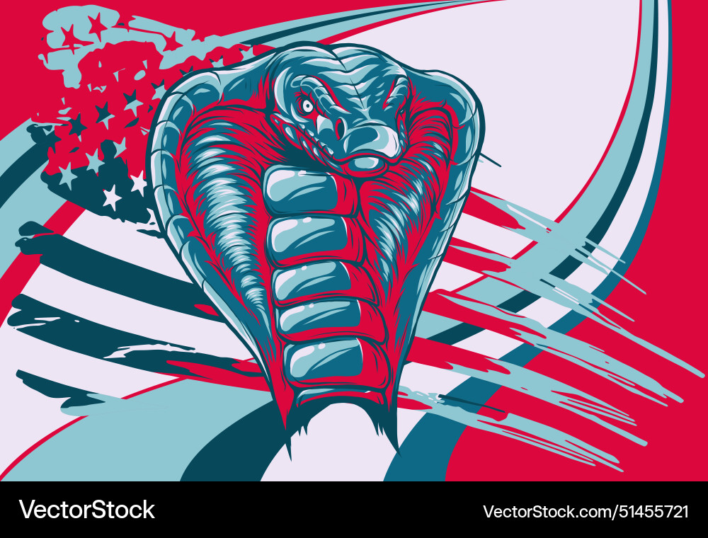 Cobra snake mascot with american flag on white Vector Image