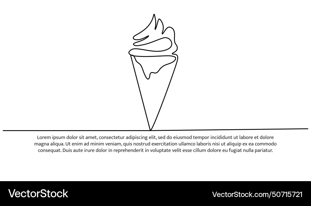 Continuous one line ice cream minimalist style Vector Image
