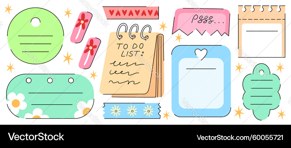 Cute Doodle Memo & Planner Royalty Free Vector Image