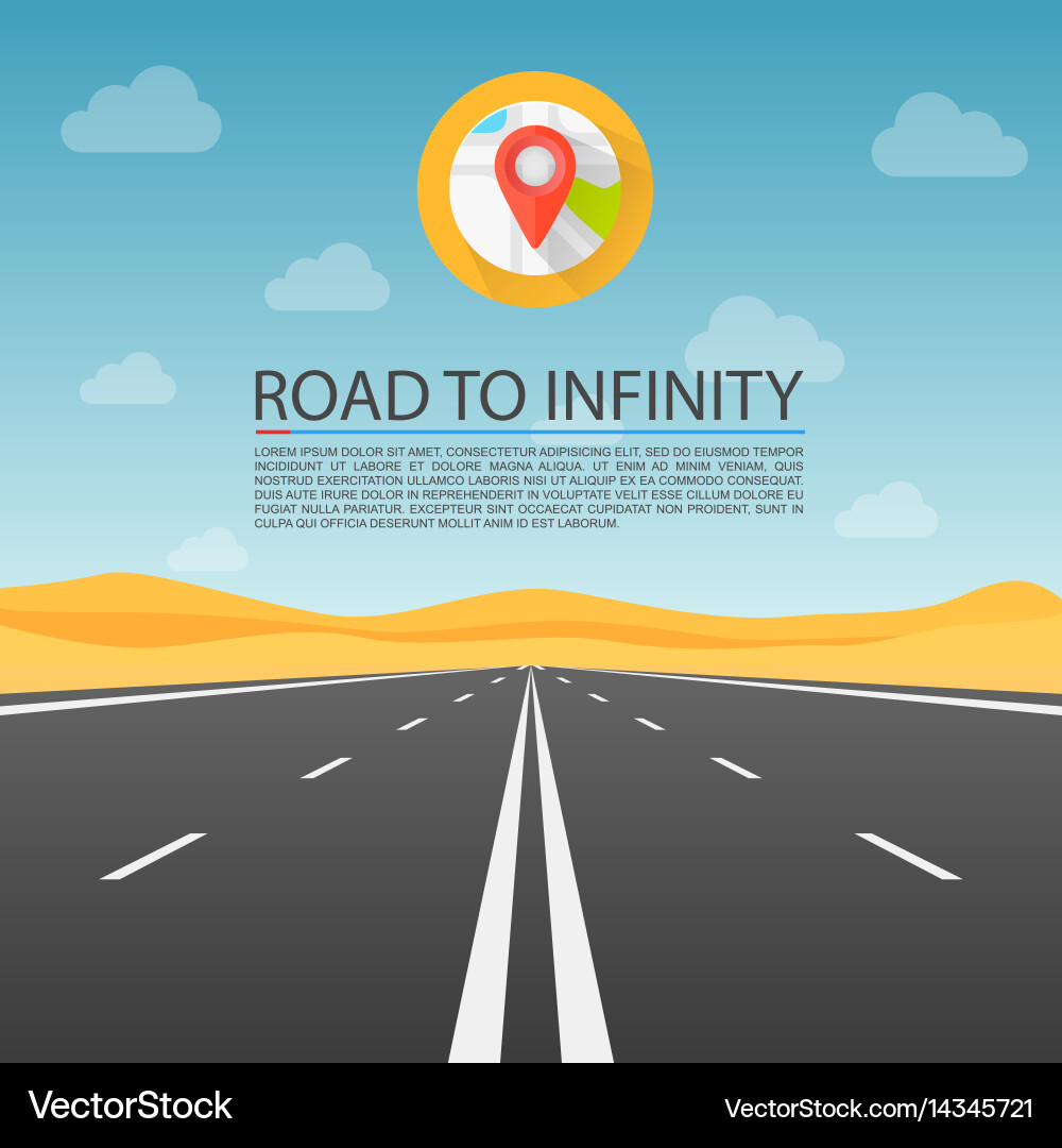 Desert Highway - Road to Infinity Royalty Free Vector Image