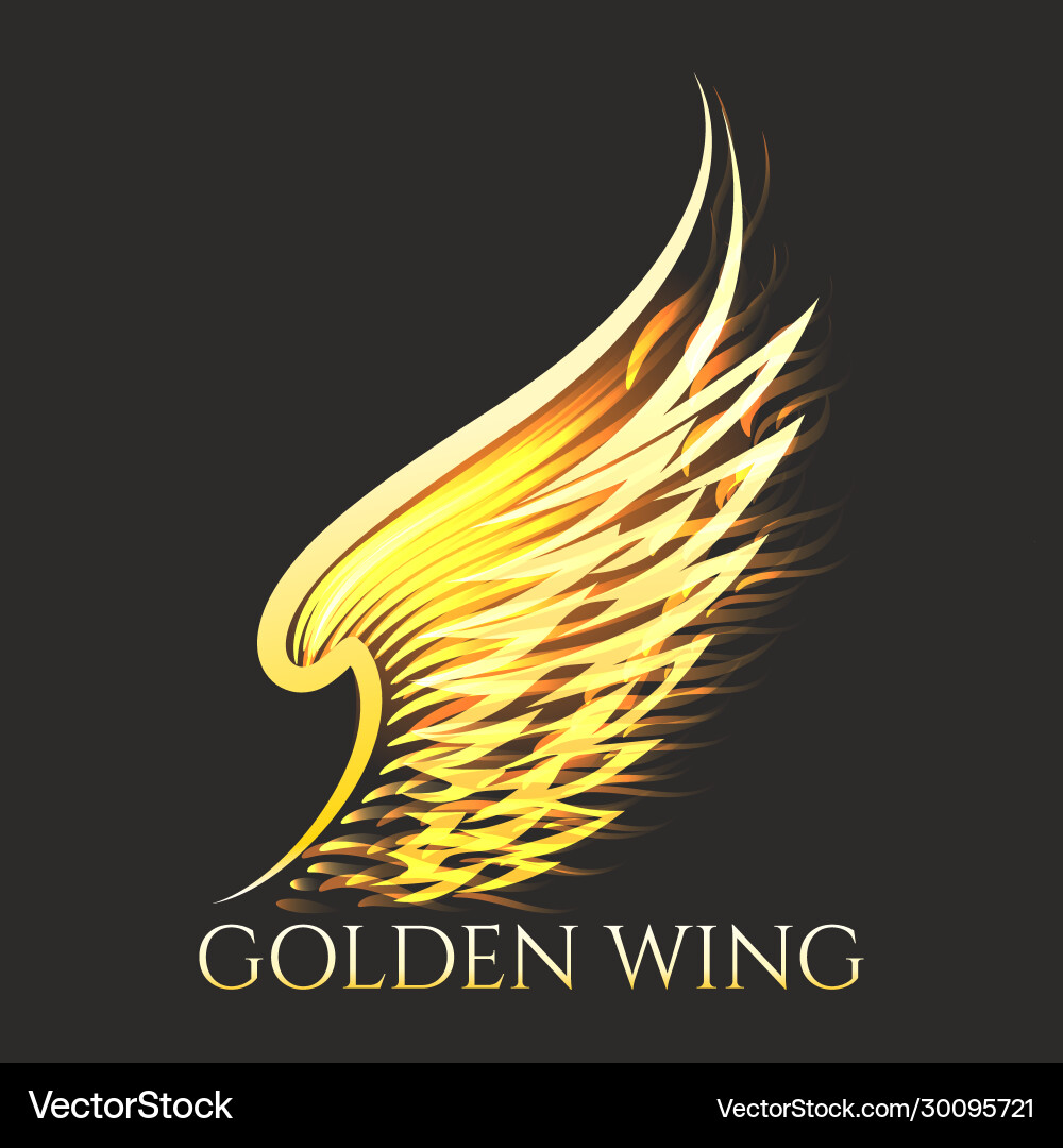 Golden wing emblem on black background Royalty Free Vector