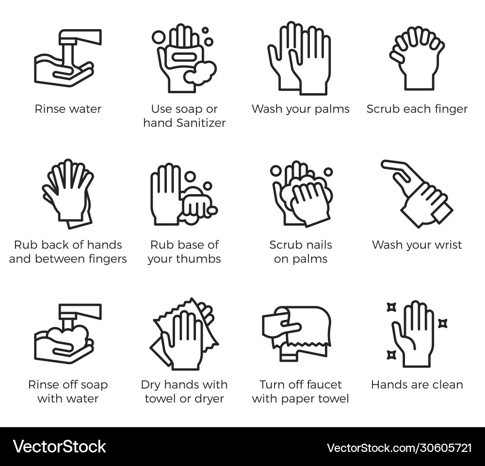 Hand washing steps infographic icon Royalty Free Vector