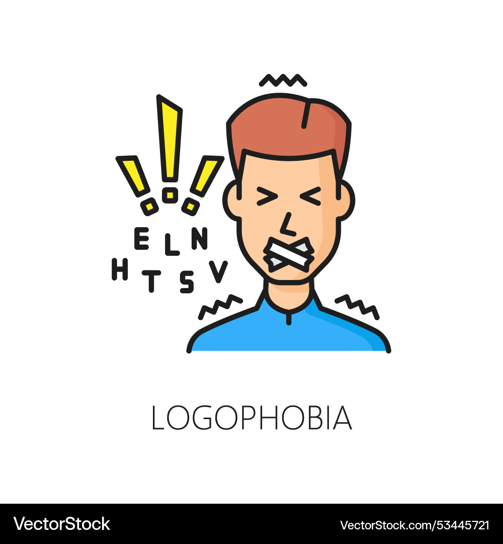 Phobia logophobia speech anxiety speaking fear Vector Image