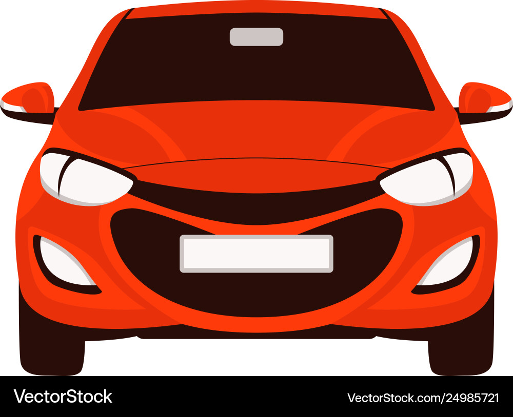 Red car flat style front Royalty Free Vector Image
