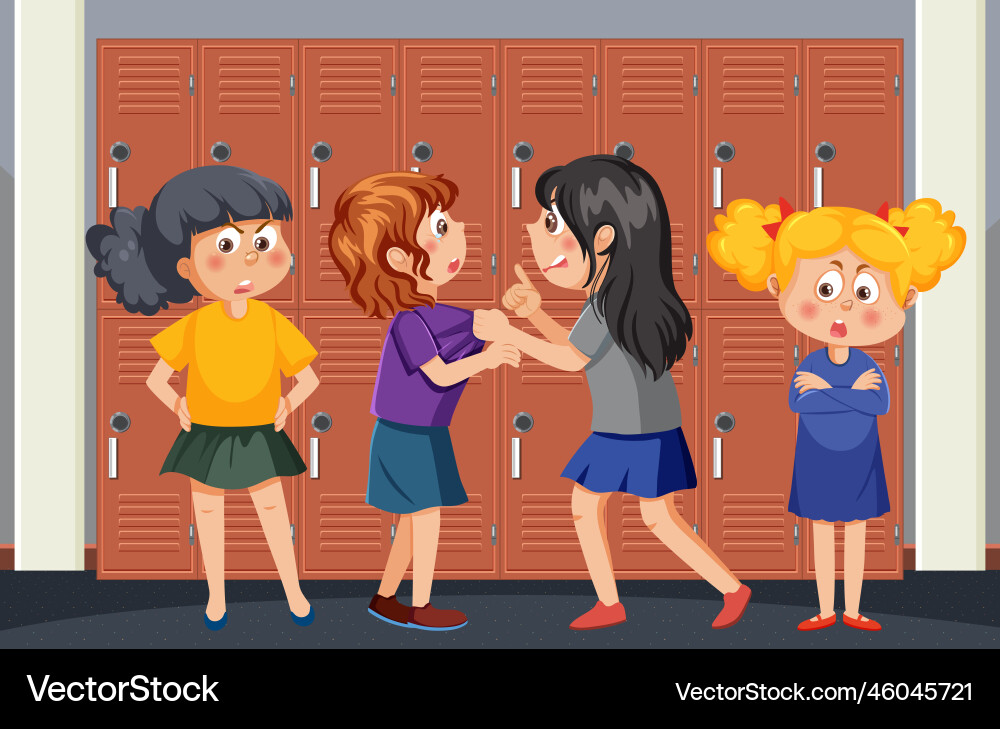 School bullying with student cartoon characters Vector Image