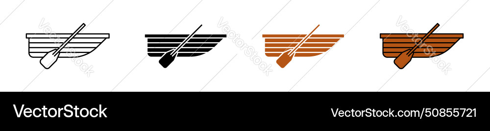 Wooden boat icon set water symbol Royalty Free Vector Image