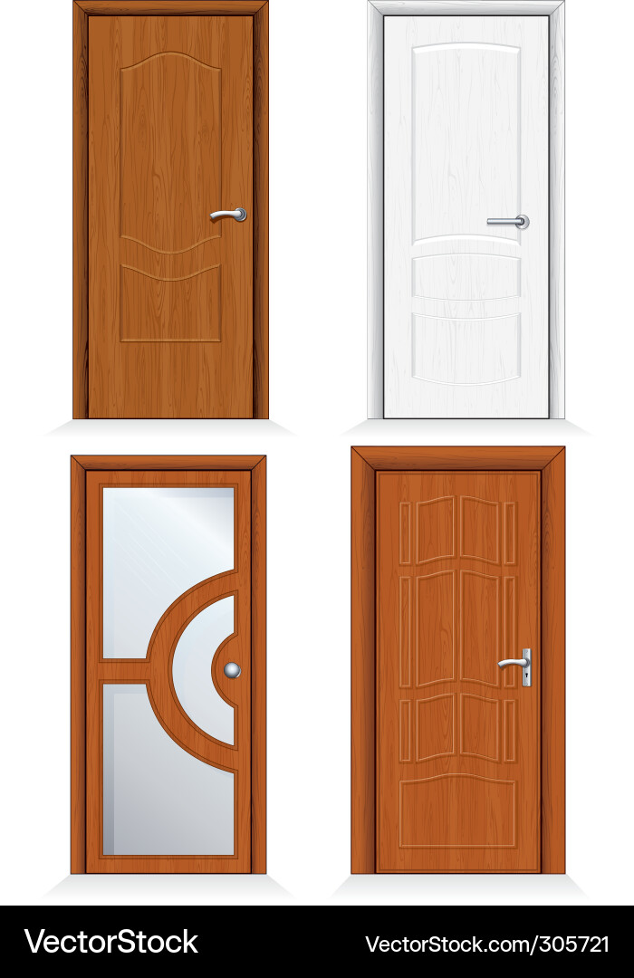 Wooden door set Royalty Free Vector Image - VectorStock
