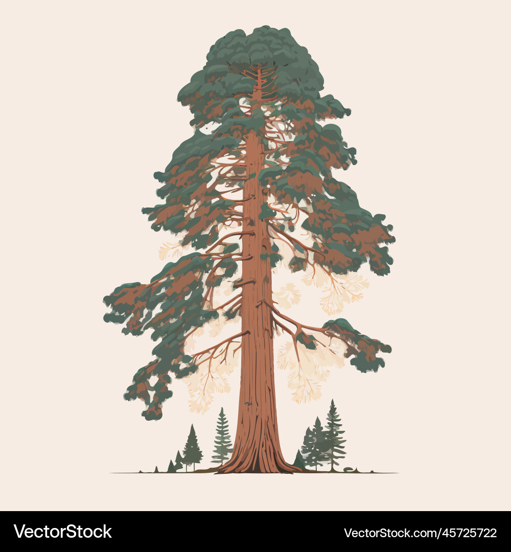 Adult giant sequoia tree Royalty Free Vector Image