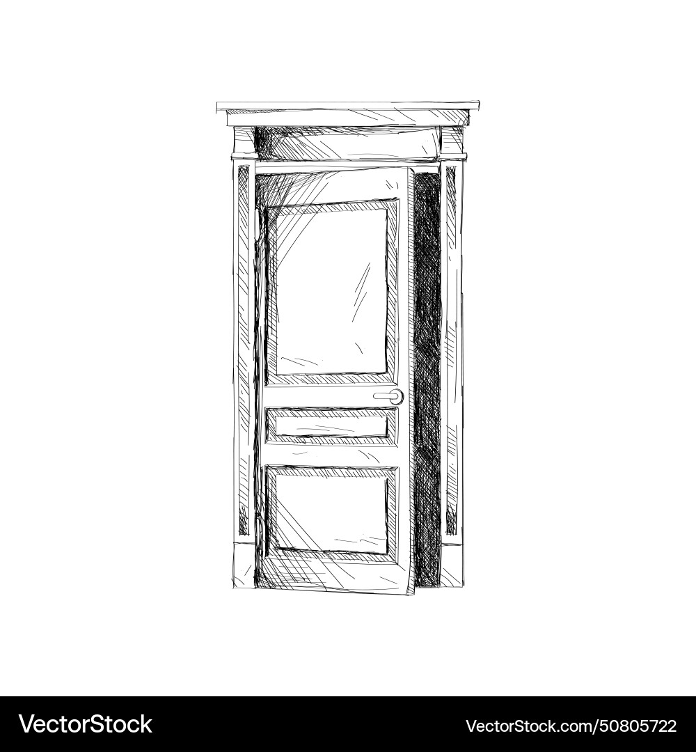 Ajar door position sketch Royalty Free Vector Image