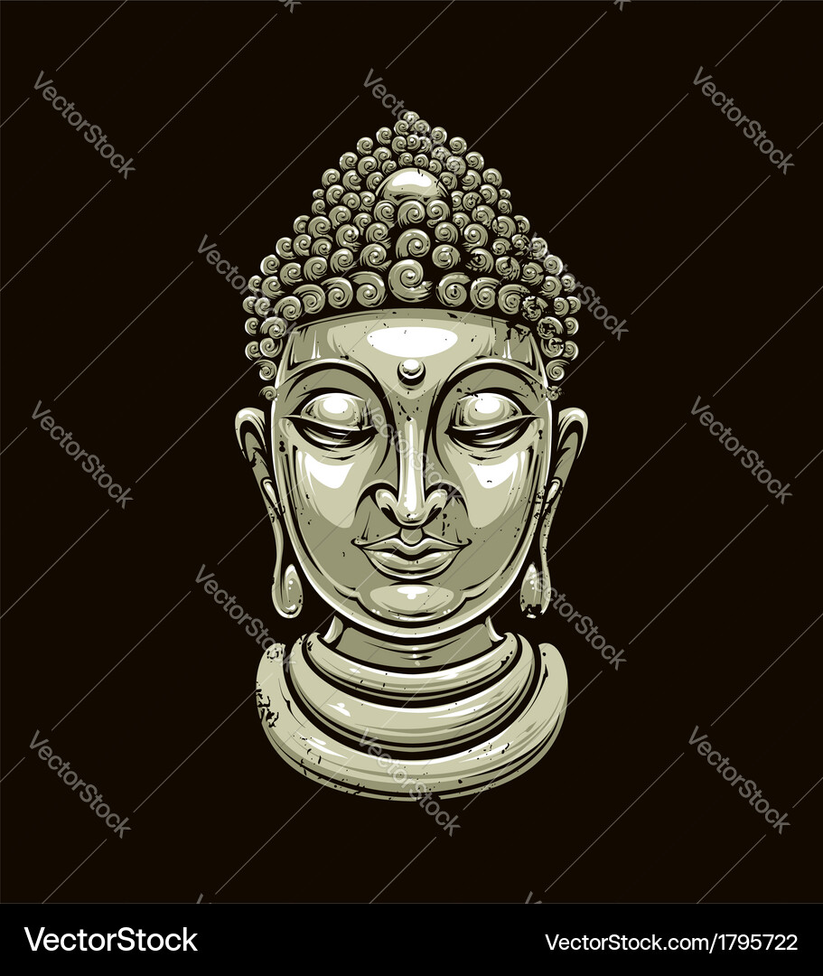 Buddha Head - Grunge Style Royalty Free Vector Image