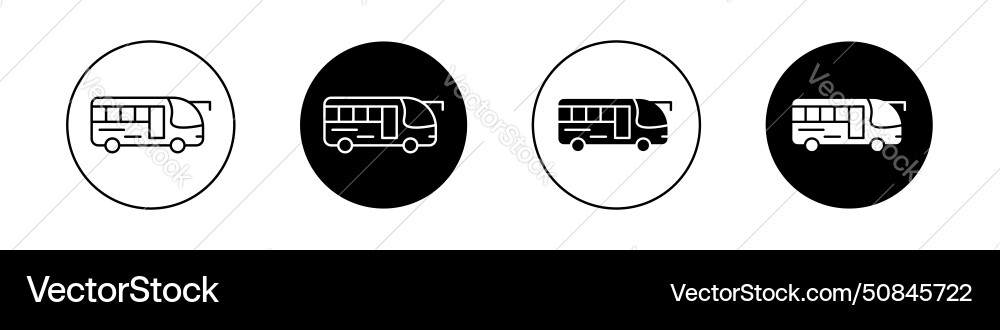 Bus coach icon set shuttle side symbol Royalty Free Vector