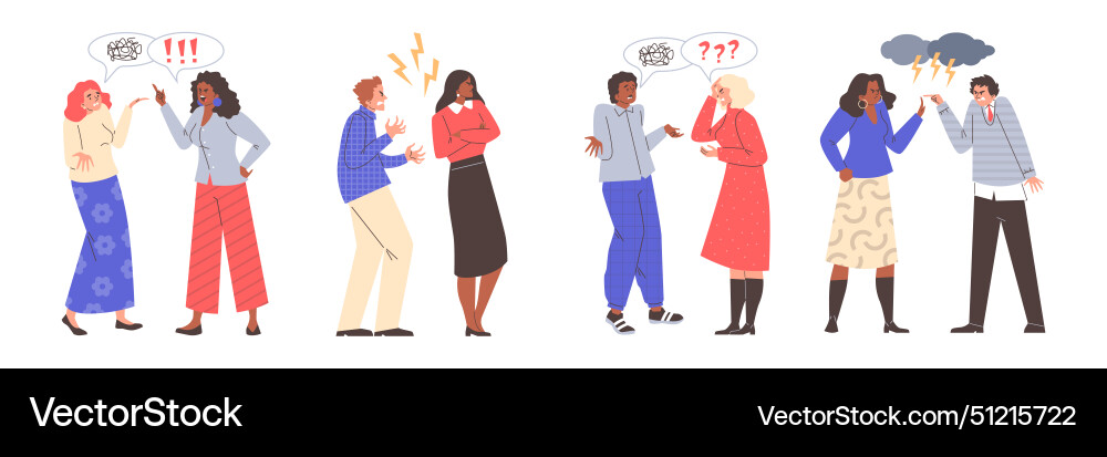 Cartoon characters in debate Royalty Free Vector Image