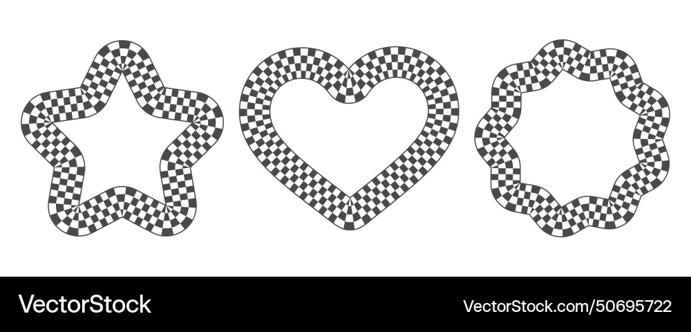 Checker border in star heart and flower shape Vector Image