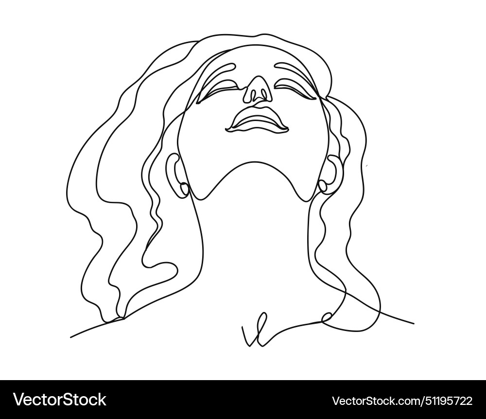 Continuous line hand drawing woman face Royalty Free Vector