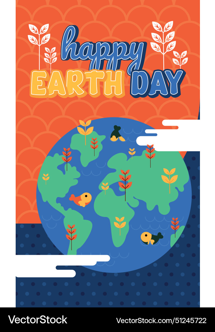 Geometric earth day card Royalty Free Vector Image