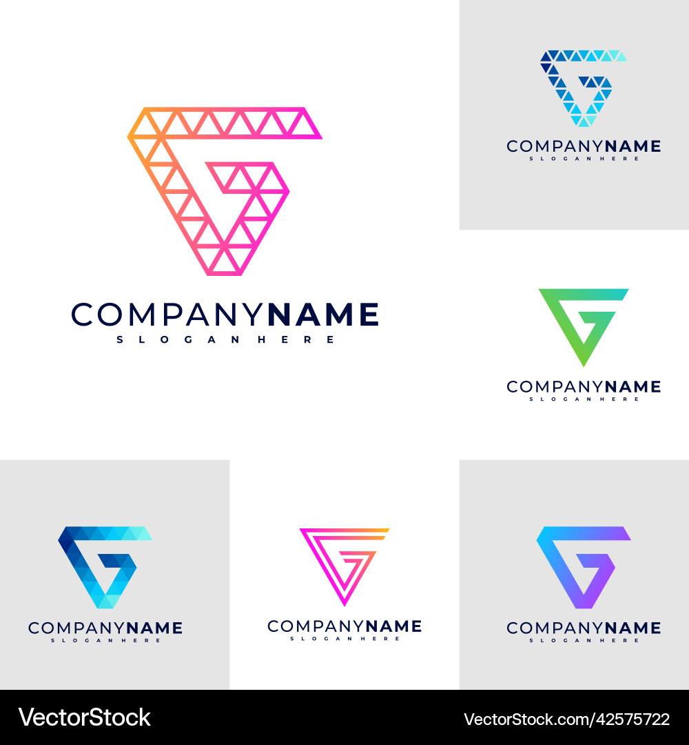 Letter G and V Logo Set - Geometric & Modern Vector Image