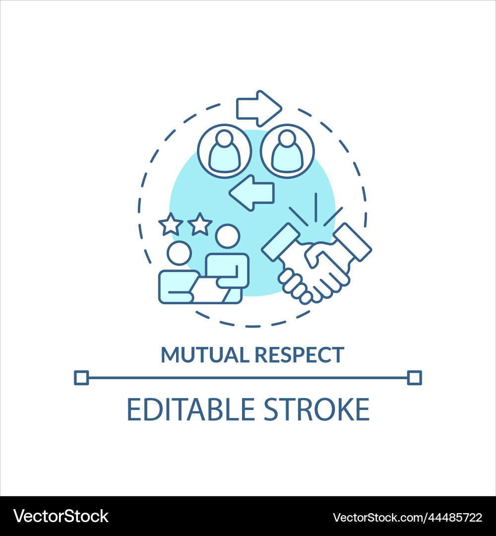 Mutual respect in workplace turquoise concept icon