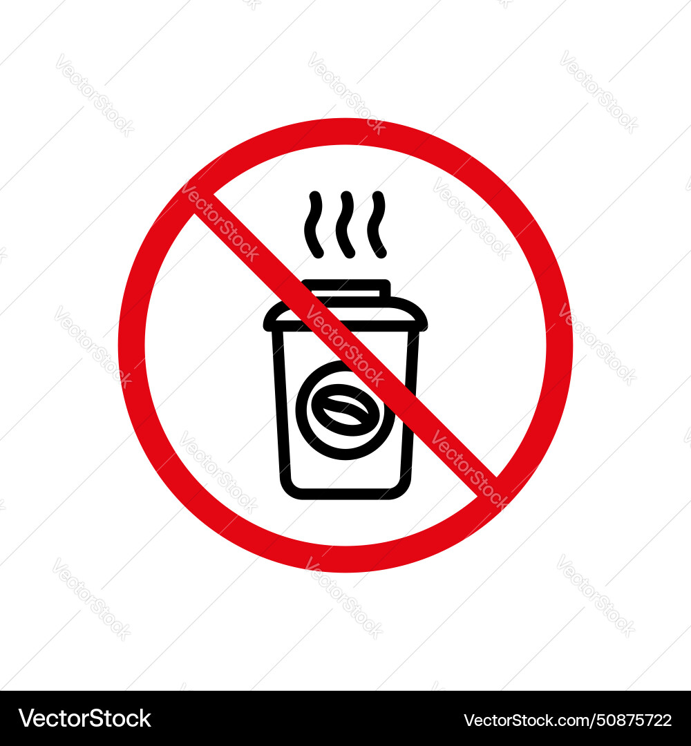 No coffee cup sign icon set prohibition Royalty Free Vector
