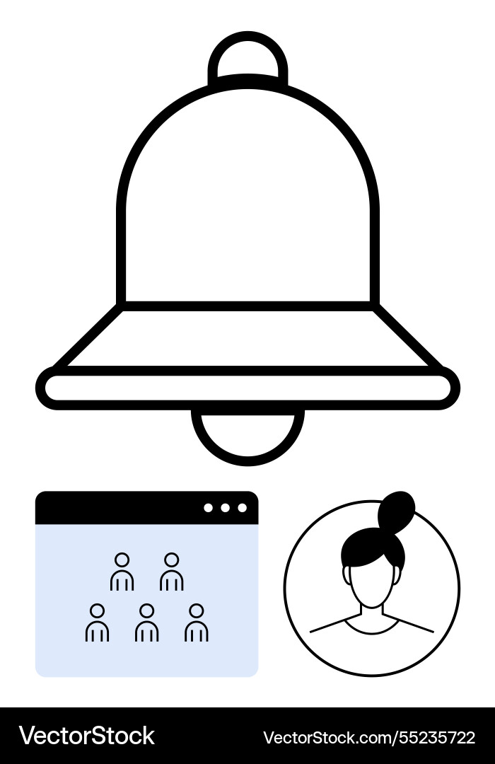 Notification bell with user profile and group Vector Image