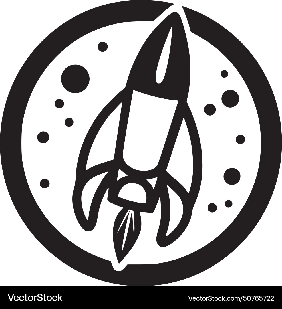 Rocket - black and white isolated icon Royalty Free Vector